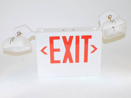 TCP 120 to 277V Red LED Exit Sign with Incandescent Emergency Lights ...