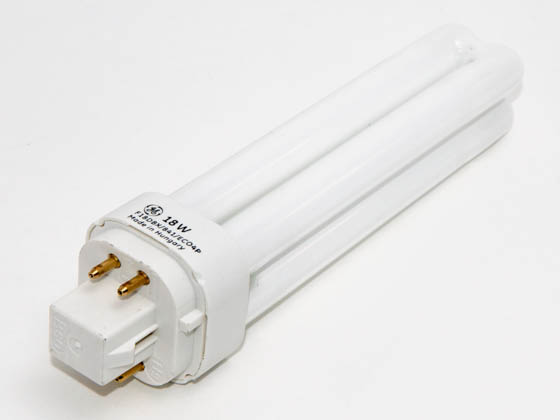 GE 18 Watt, 4-Pin Cool White Double Twin Tube CFL Bulb | F18DBX/SPX41/4PL (4-Pin) | Bulbs.com