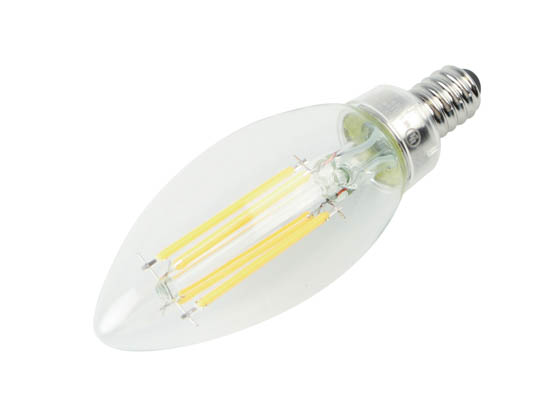 Maxlite Dimmable 3 Watt 3000K B-10 Clear Filament LED Bulb, Enclosed ...