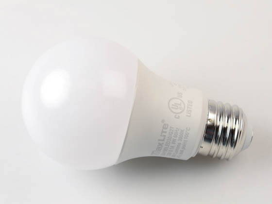 Maxlite Dimmable 8 Watt 3000K A19 LED Bulb, Enclosed Fixture Rated ...