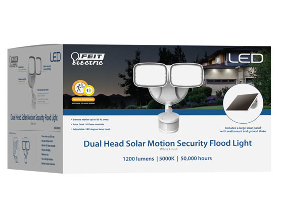 Feit Dual Head Solar Dusk to Dawn and Motion Security LED Flood Light ...