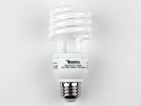 Overdrive 18W Bright White CFL Bulb, E26 Base | 18WODT2S/50K | Bulbs.com