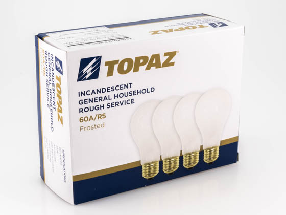 Topaz 60 Watt, 130 Volt A19 Rough Service Incandescent bulb | 60A/RS-51 ...